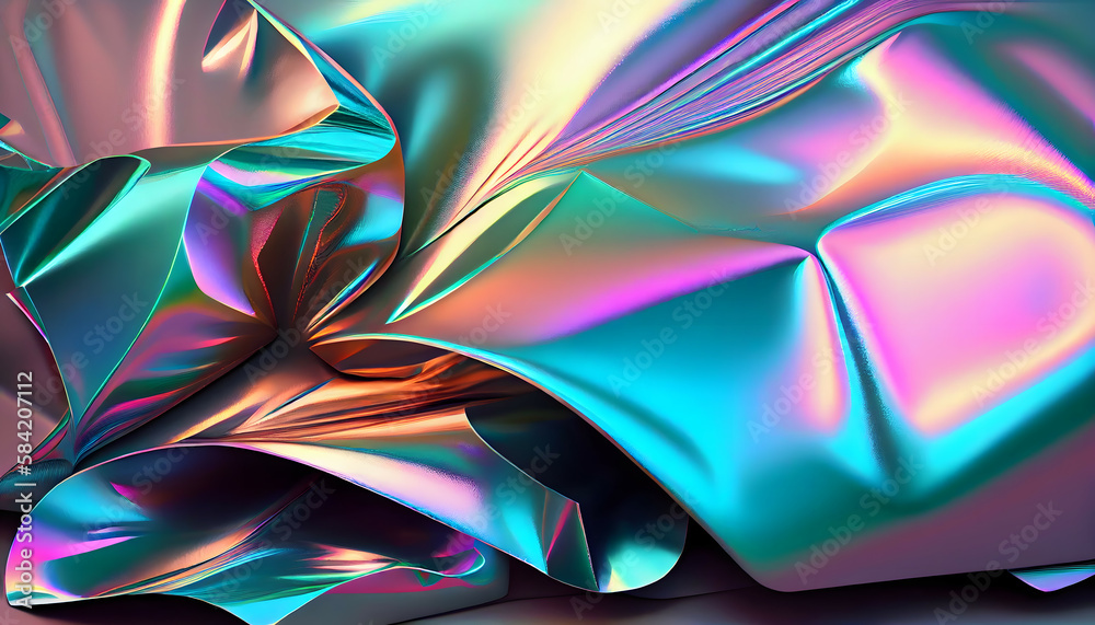 Mesmerizing Iridescent Holographic Texture: Wrinkled Foil Background ...