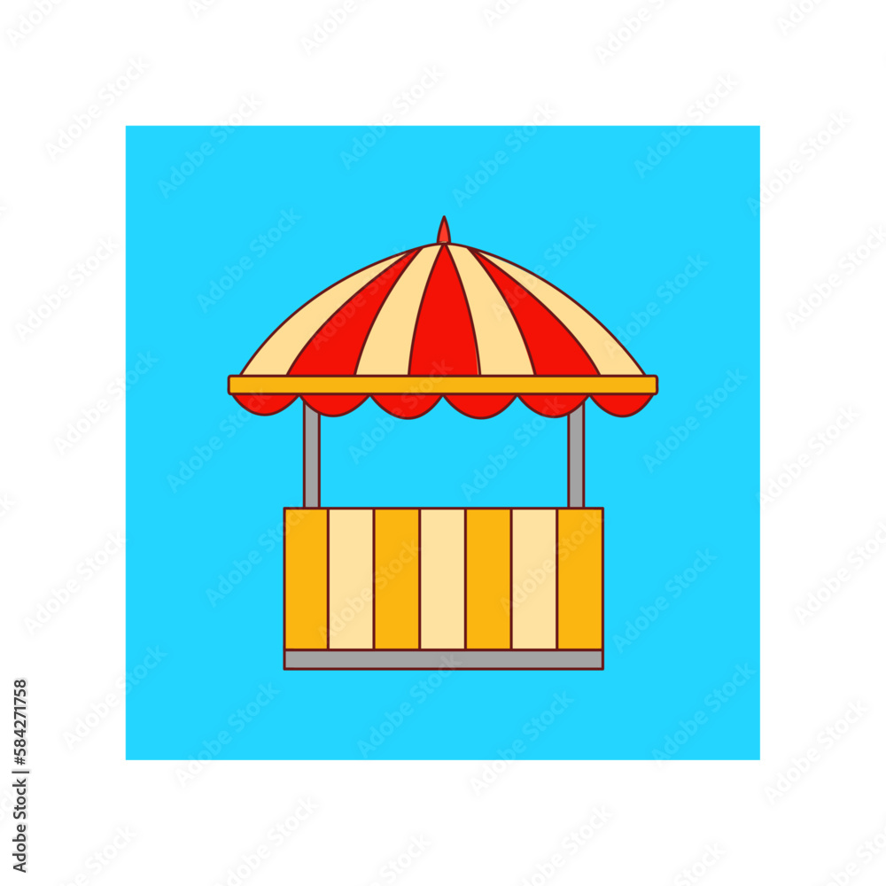 Ticket booth carnival cartoon vector illustration. Amusements park and ...