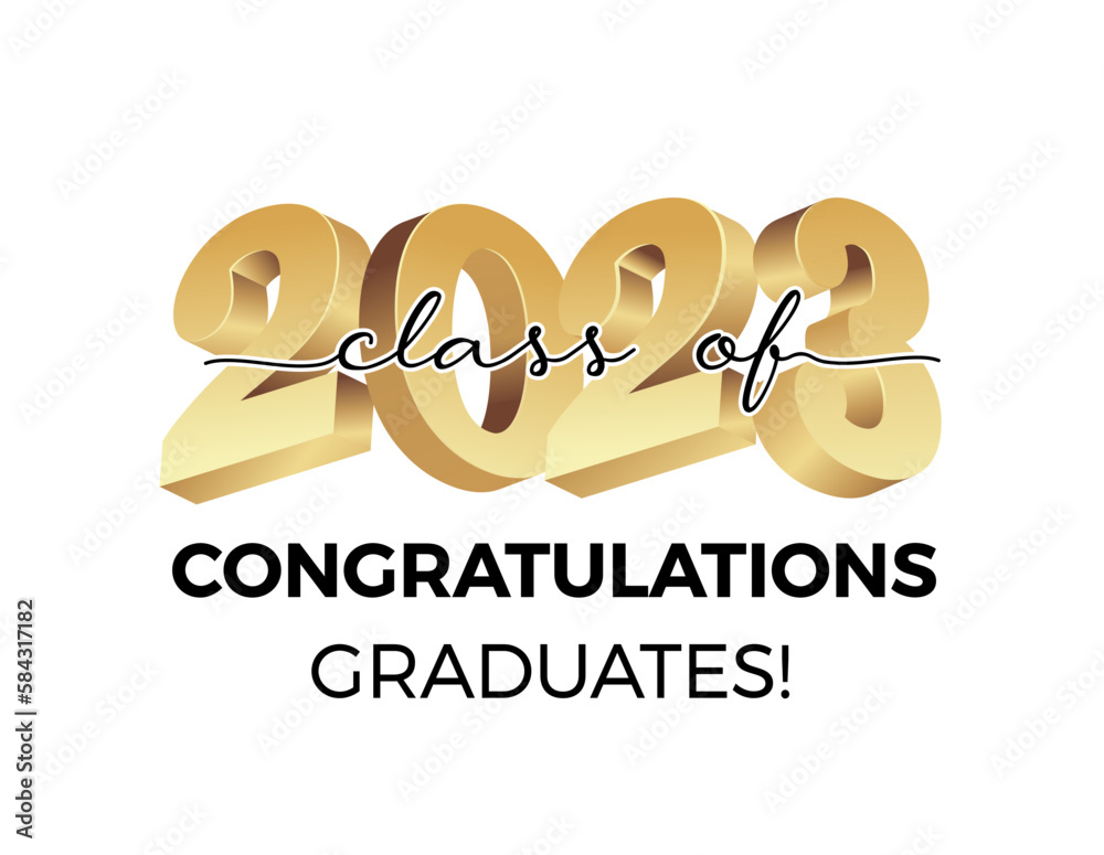 Class of 2023. Congratulations graduates gold graduation concept with ...