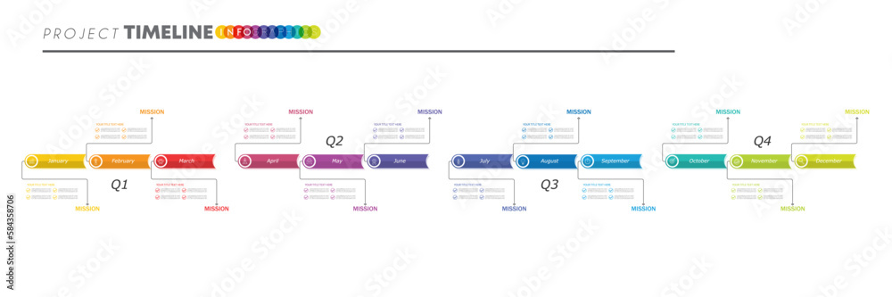infographic Project timeline graph for 12 months modern diagram ...