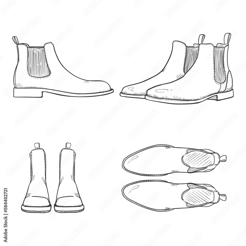 Vector Set of Sketch Classic Shoes Stock Vector | Adobe Stock