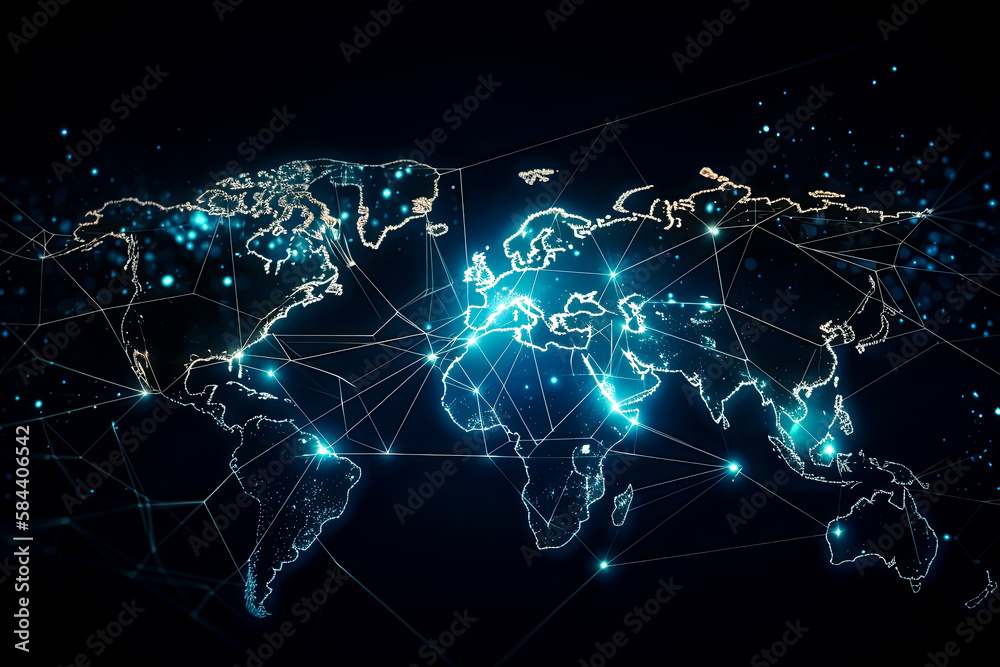 Global Network Background Generative Ai Communication Technology