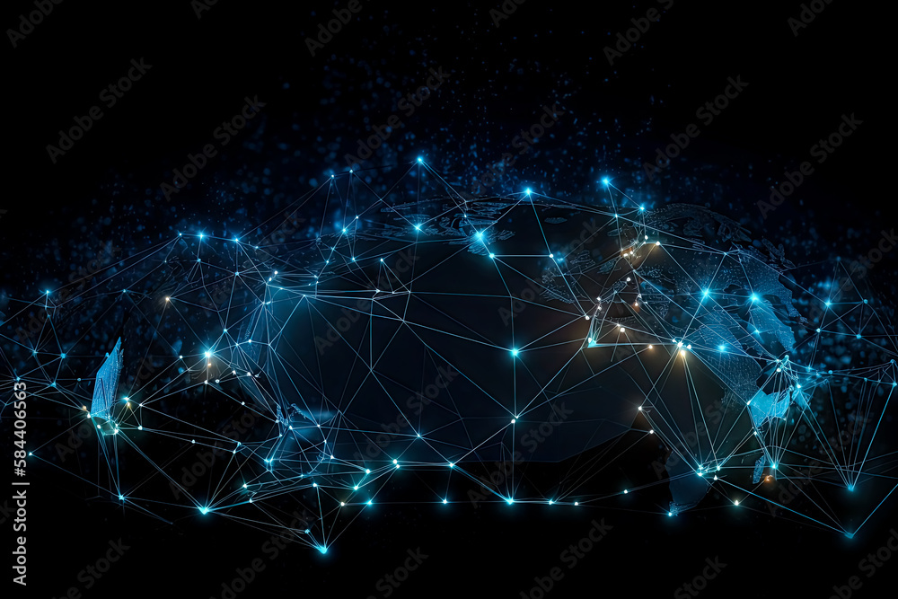 Global Network Background Generative Ai Communication Technology