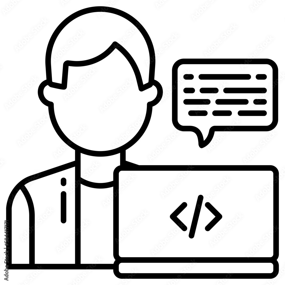 Outlined Programmer man icon Stock Vector | Adobe Stock