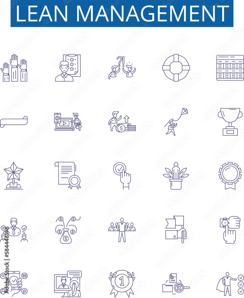 Lean management line icons signs set. Design collection of Lean, Management, Efficiency, Cost ...