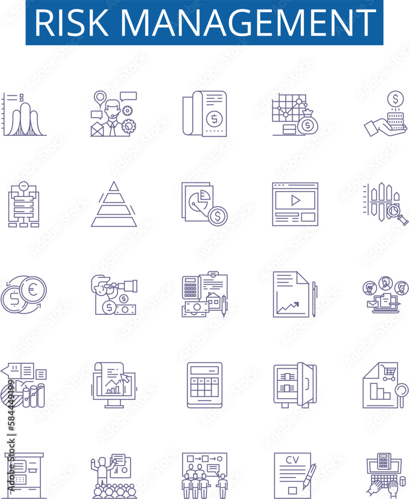 Risk management line icons signs set. Design collection of Risk ...