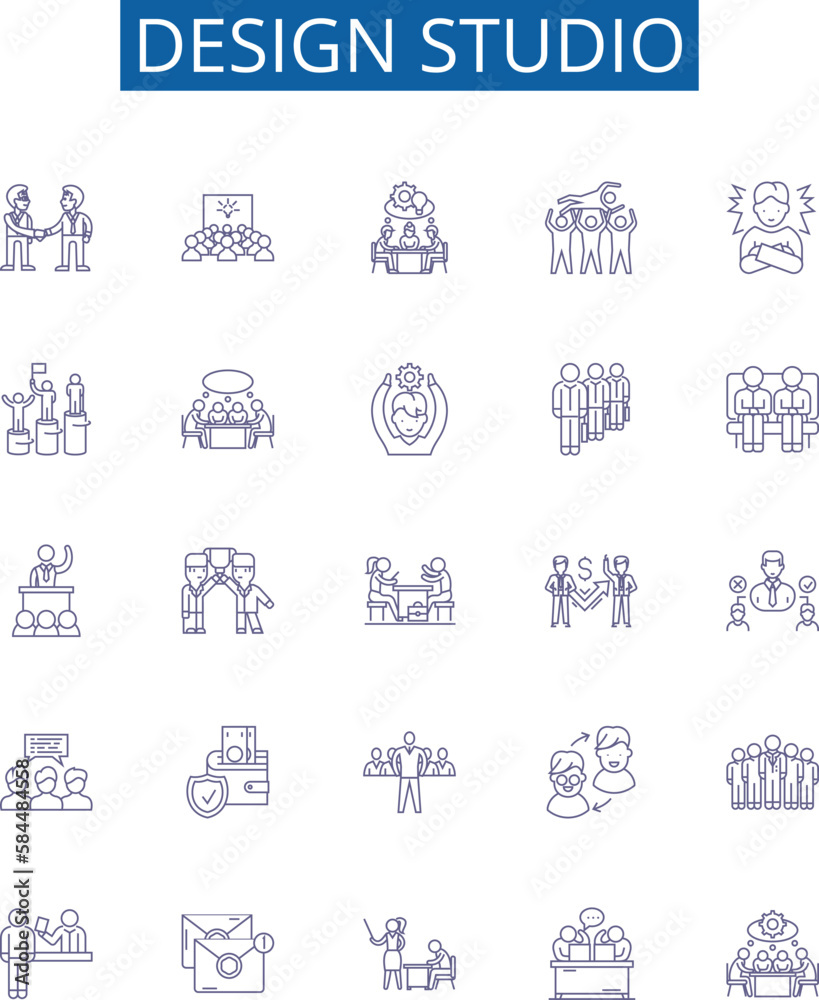 Design studio line icons signs set. Design collection of Design, Studio ...