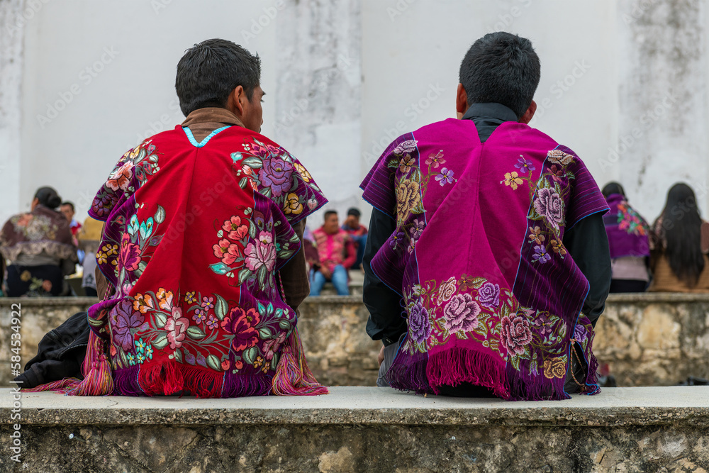 Tzeltal Maya mexican indigenous men in traditional clothing by San ...