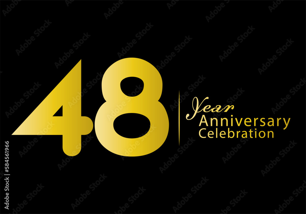 48 years anniversary celebration logotype gold color vector, 48th ...