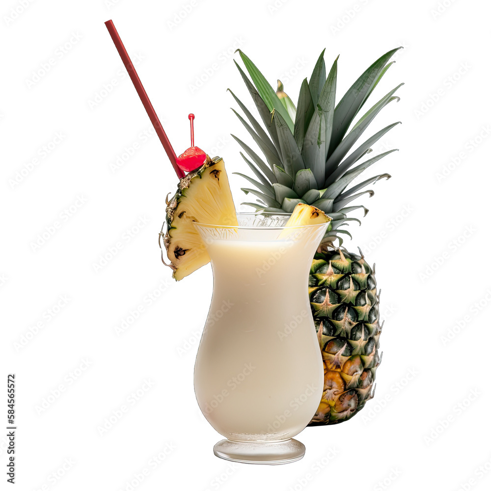 pina colada cocktail, pineapple drink, transparent background png Stock Illustration | Adobe Stock