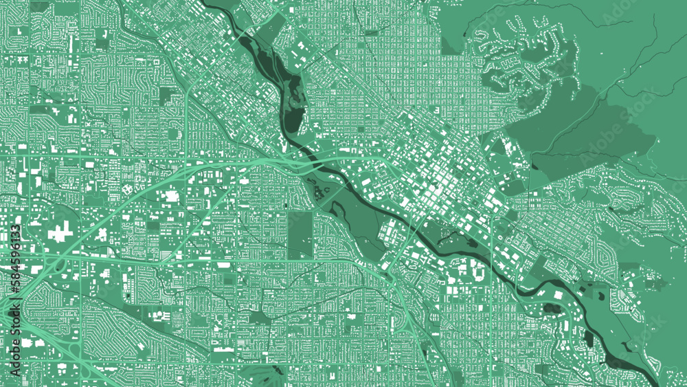 Background Boise map, Idaho, green city poster. Vector map with roads ...