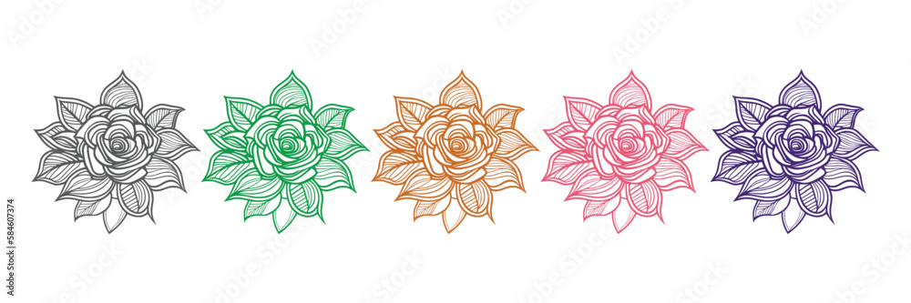 Nice Roses Vector artwork coloring page, coloring book, black outline ...