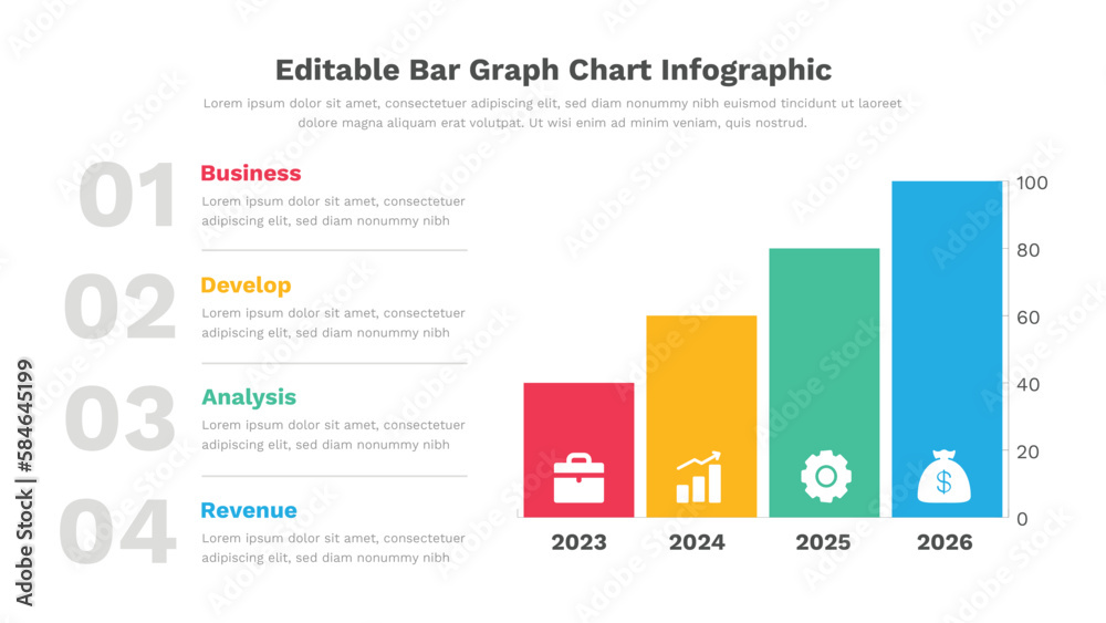 Bar chart Infographic presentation template Fully editable Stock Vector ...