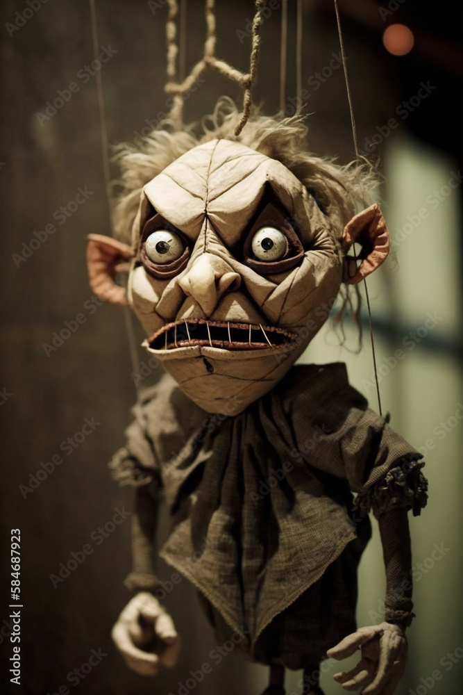 Generative AI of a scary puppet at Halloween. Stock Illustration ...