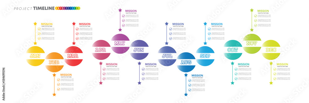 infographic Project timeline graph for 12 months modern diagram ...