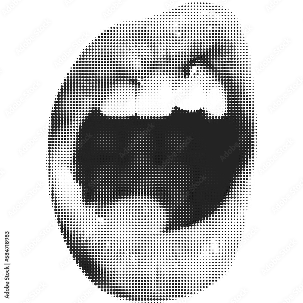 Halftone lip. Female lip with tongue and piercing. Trendy png pieces ...