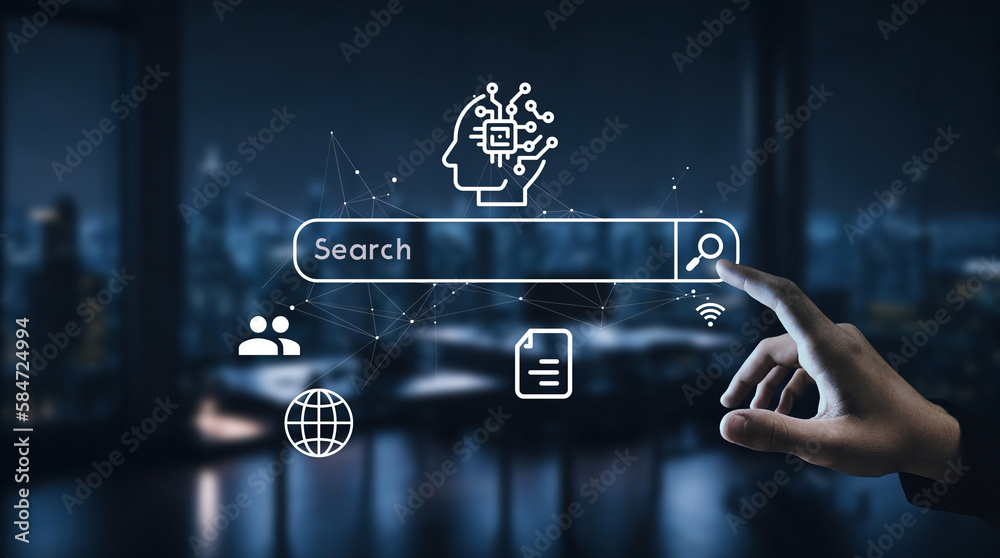 Chatbot with AI (Artificial Intelligence), search engine, businessman ...