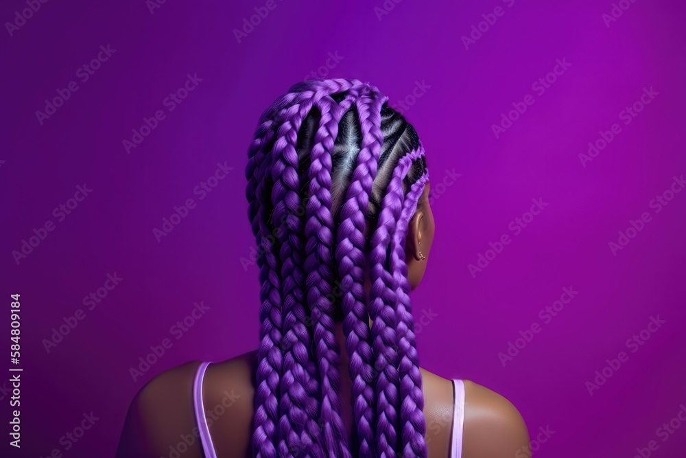 Afro Hair Braided In A Cornrow Hairstyle Using Synthetic Hair Extensions With Purple Color ...