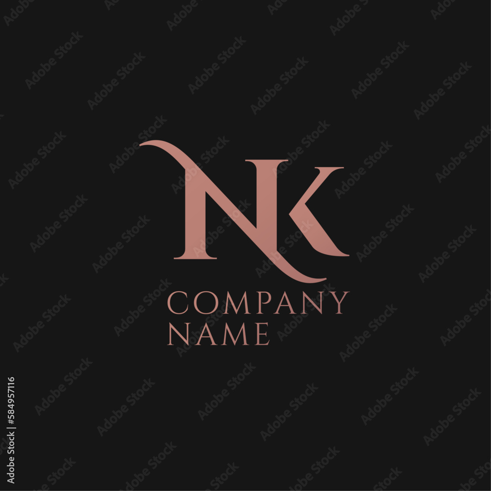 letter NK logo vector elegant, classy and luxury royal style logo ...