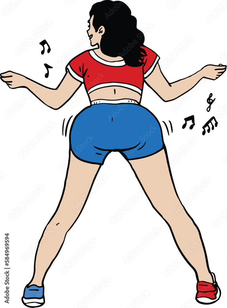 cartoon teenage girls practicing dance twerk. Stock Vector | Adobe Stock