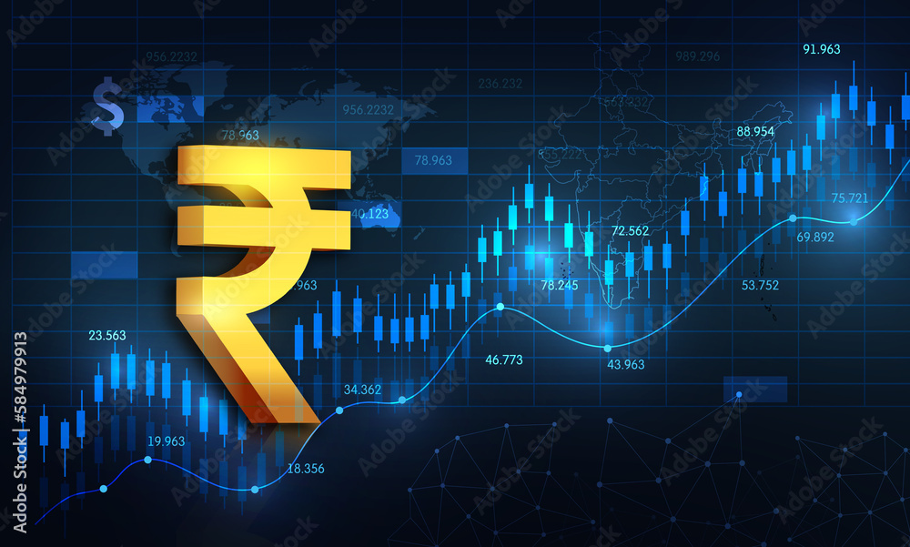 Indian stock market background with Indian rupee symbol 3d rendering ...
