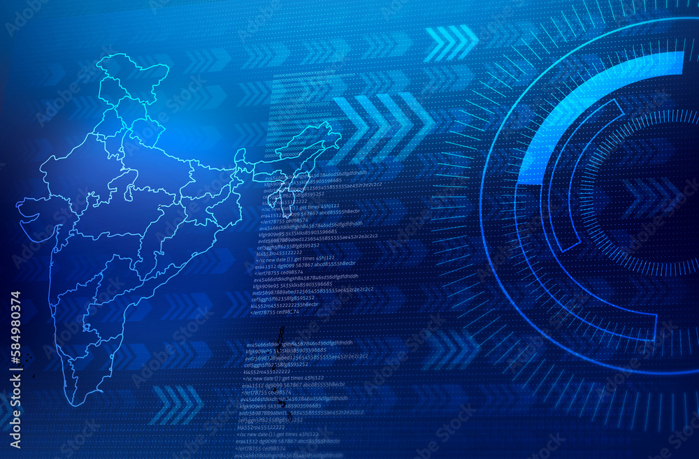 digital India concept. Indian map isolated in futuristic technology ...