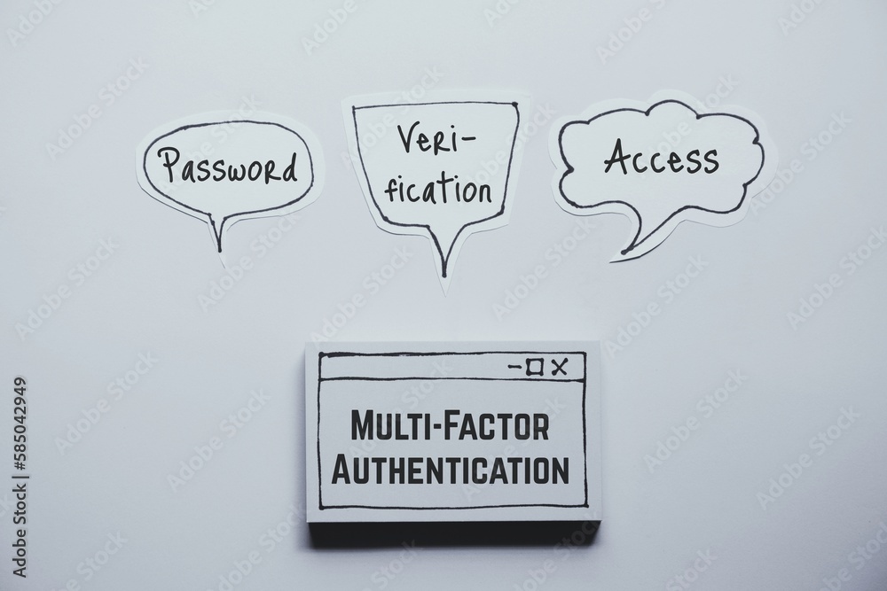 Multi-factor authentication (MFA) text in hand drawn web browser and it ...