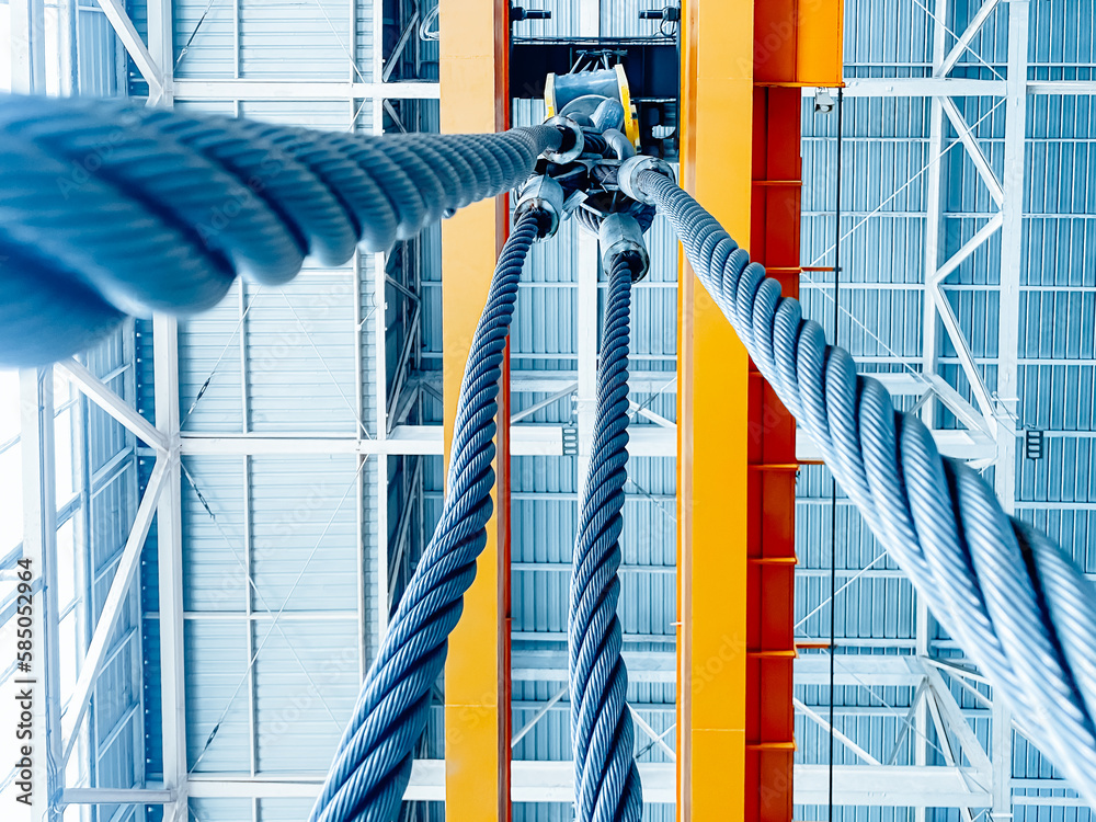 Overhead crane inside factory building, industrial background. Stock ...