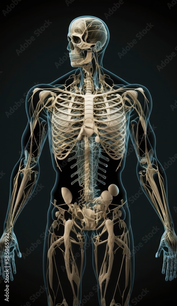 full Human body anatomy. 3d rendering, anatomical drawing, body ...