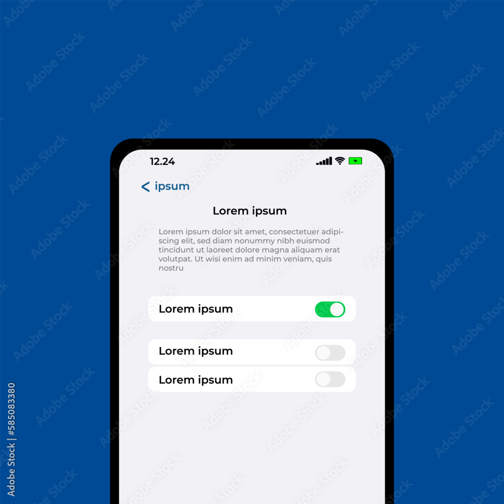 Settings on smartphone screen. Iphone 14. Spotify. Apple Music. Notif ...