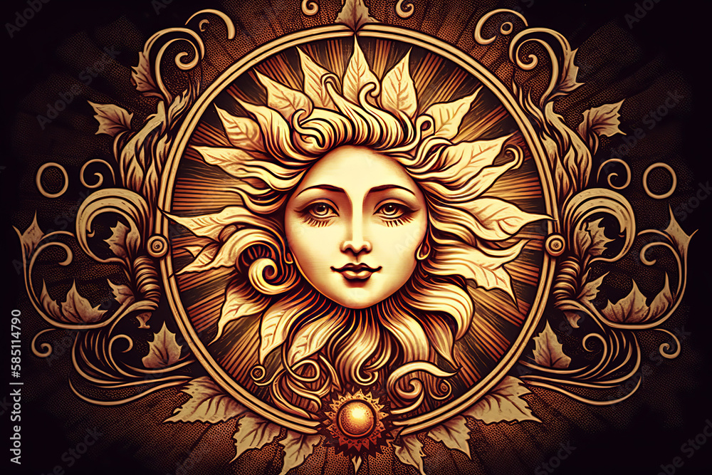 Vintage sun. Sacred geometry, esoteric philosophies, religion ...