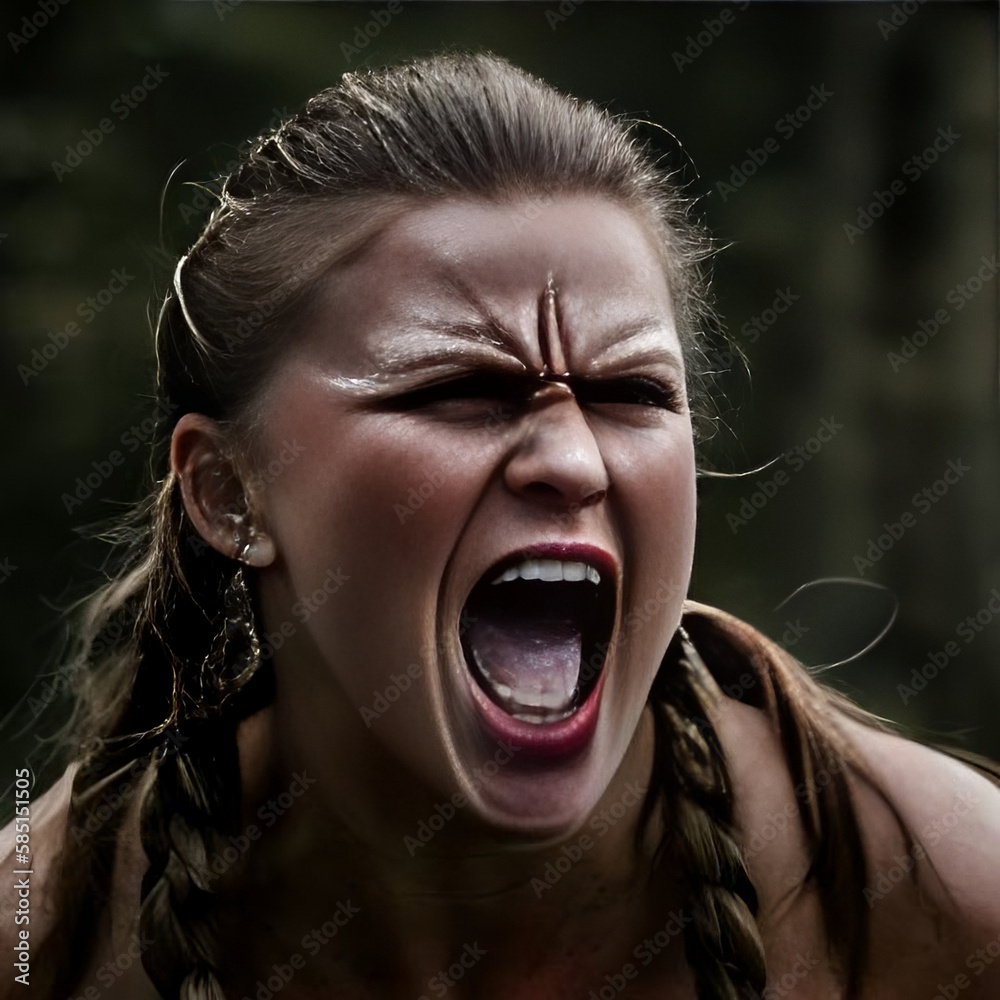 RAW photo, A powerful and vividly realistic portrait of a screaming ...