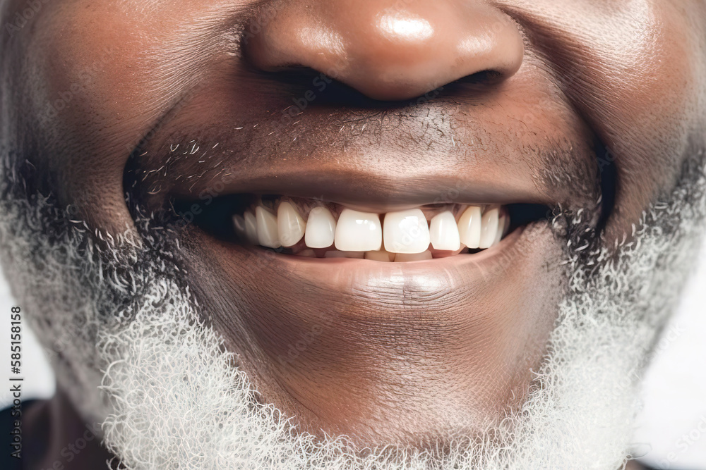 Ilustración de Stock perfect white teeth close up elderly African ...