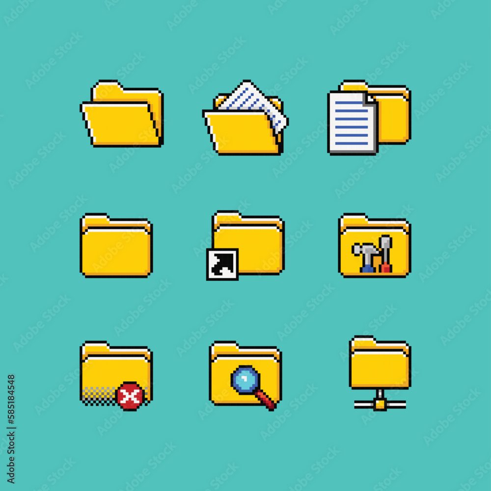 Vector de Stock Vector pixel art retro computer PC user interface icon ...