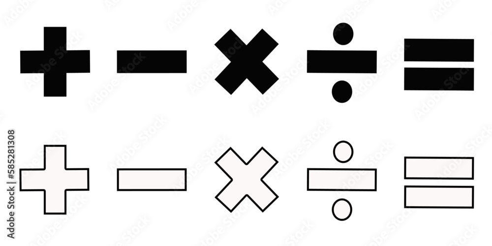 Plus minus and other calculator icons in flat style. Calculator, math ...