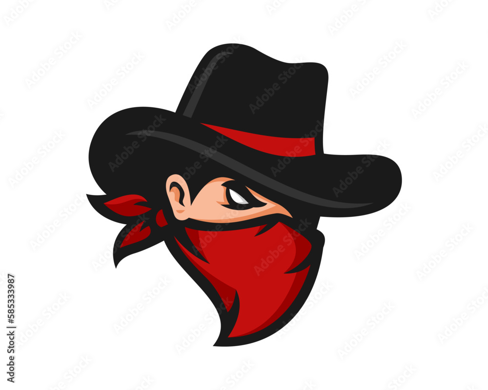 Cool bandit cowboy logo design, Western Gunslinger Bandit Wild West ...
