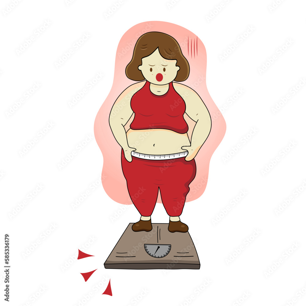Cartoon character obese person isolated on white background.obesity ...