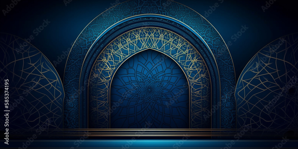 Egyptian blue color Islamic design background Genetarive AI Stock ...