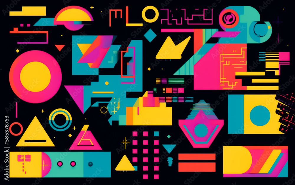 Colorful 80s Retro patterns, shapes and colors for that vintage 1980s ...