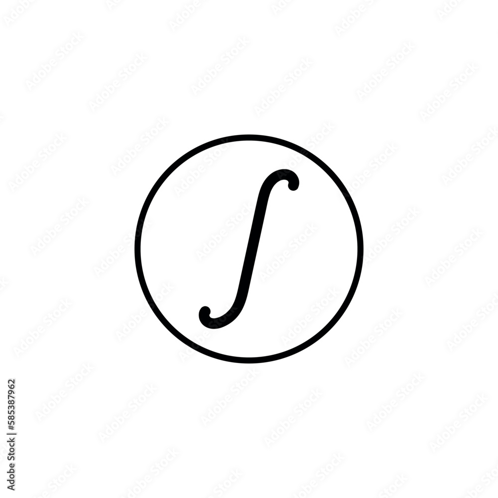 Black integral symbol in mathematics. Vector illustration isolated on ...