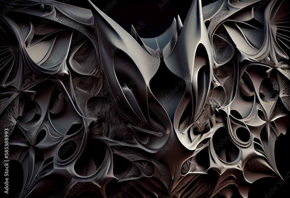 A complex, multi-layered pattern of interlocking shapes that resembles ...