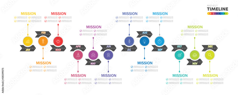 infographic Project timeline graph for 12 months modern diagram ...