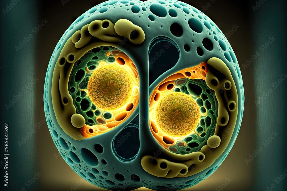 Microbiological structure of cell in process of cell division in ...