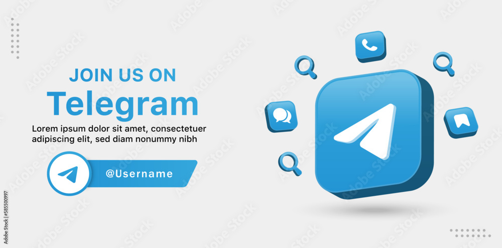Vetor join us on telegram. 3d telegram logo social media icon ...