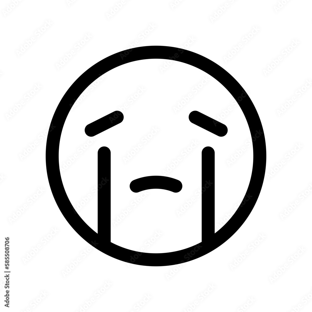 Editable sad, teary, crying face vector icon. Part of a big icon set ...