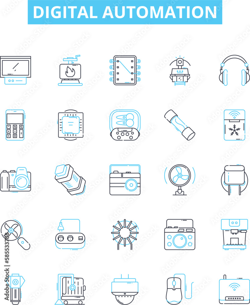 Digital automation vector line icons set. Digital, Automation, Robotics ...