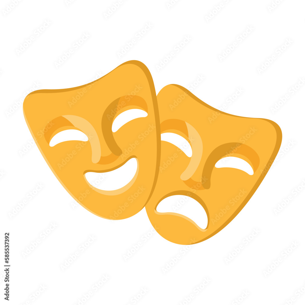 Vector theatrical emotion masks isolated on a white background. Masks ...