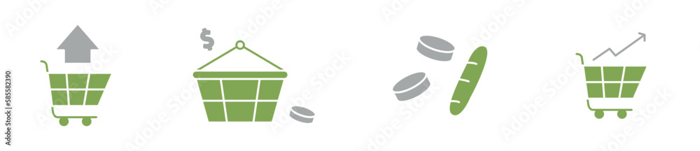 Vektor Food crisis modern icon set, high grocery prices concept ...