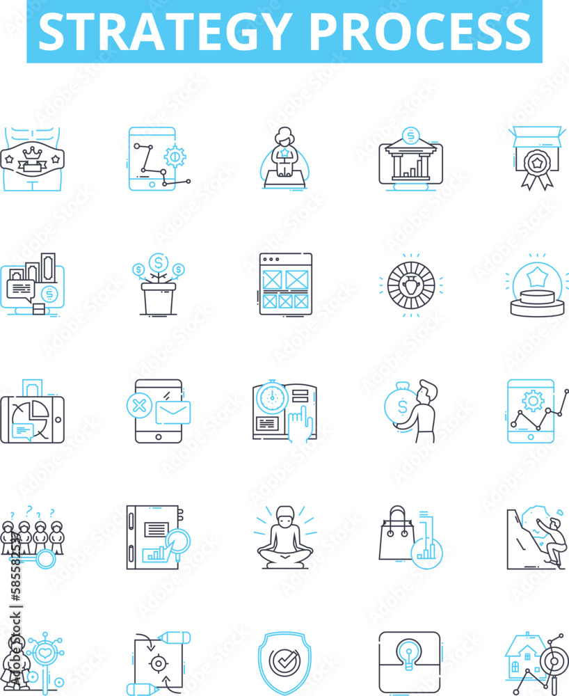 Vector de Stock Strategy process vector line icons set. Planning ...