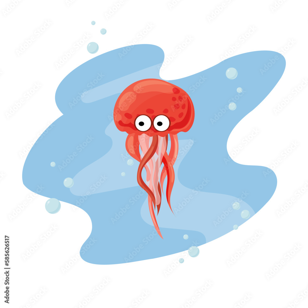 Cartoon jellyfish in cartoon style. Vector illustration of jellyfish ...